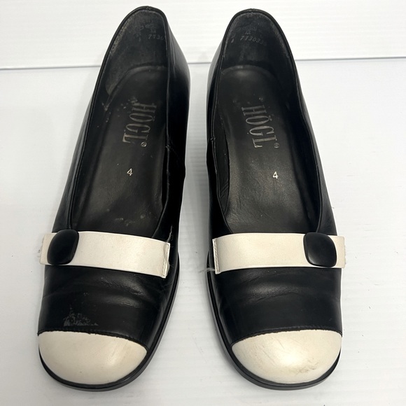 Hogl | Shoes | Hogl Stacked Heel Blackwhite Shoe Size 75 | Poshmark